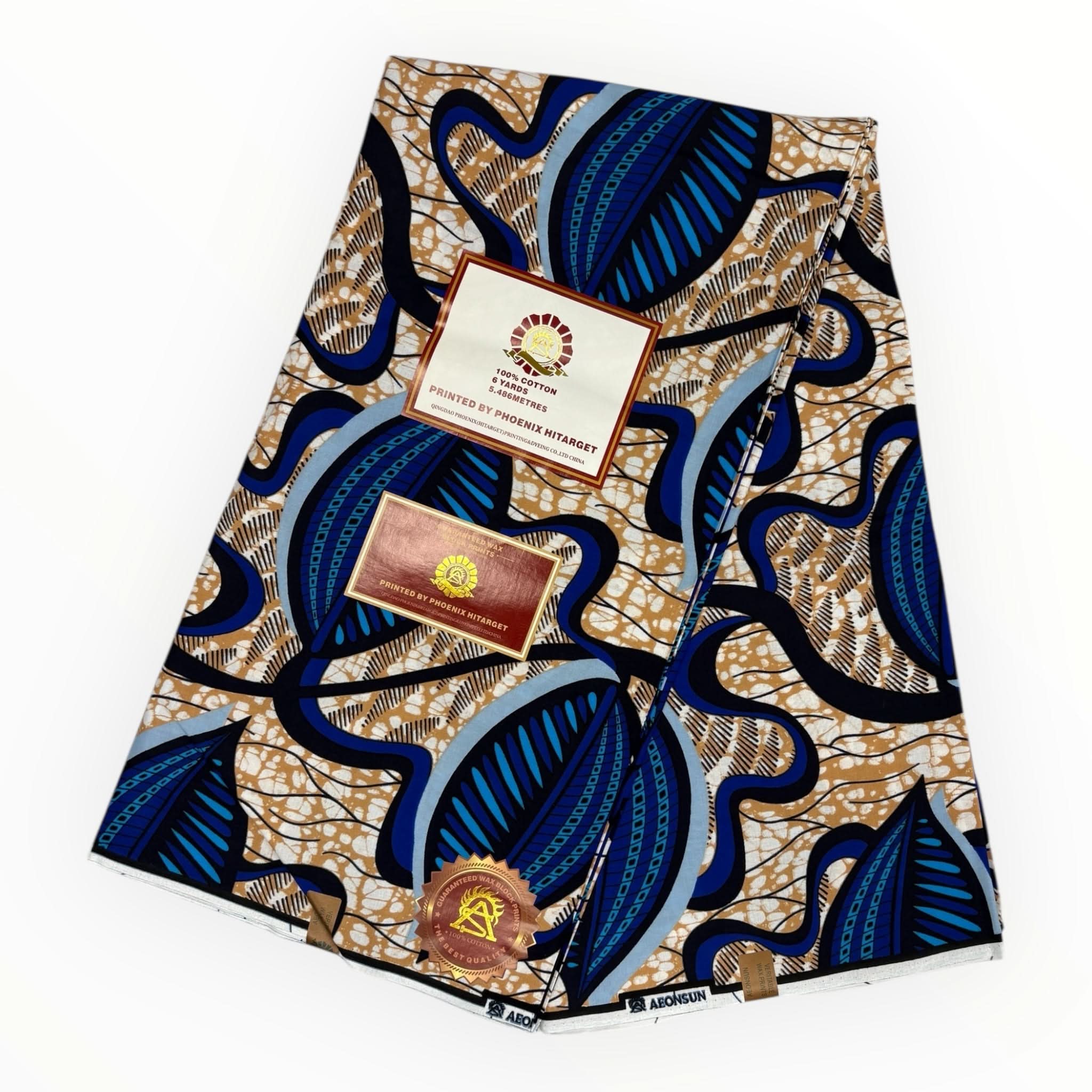Pagne Bronze & Bleu - Wax Hitarget 100% Coton à 12€