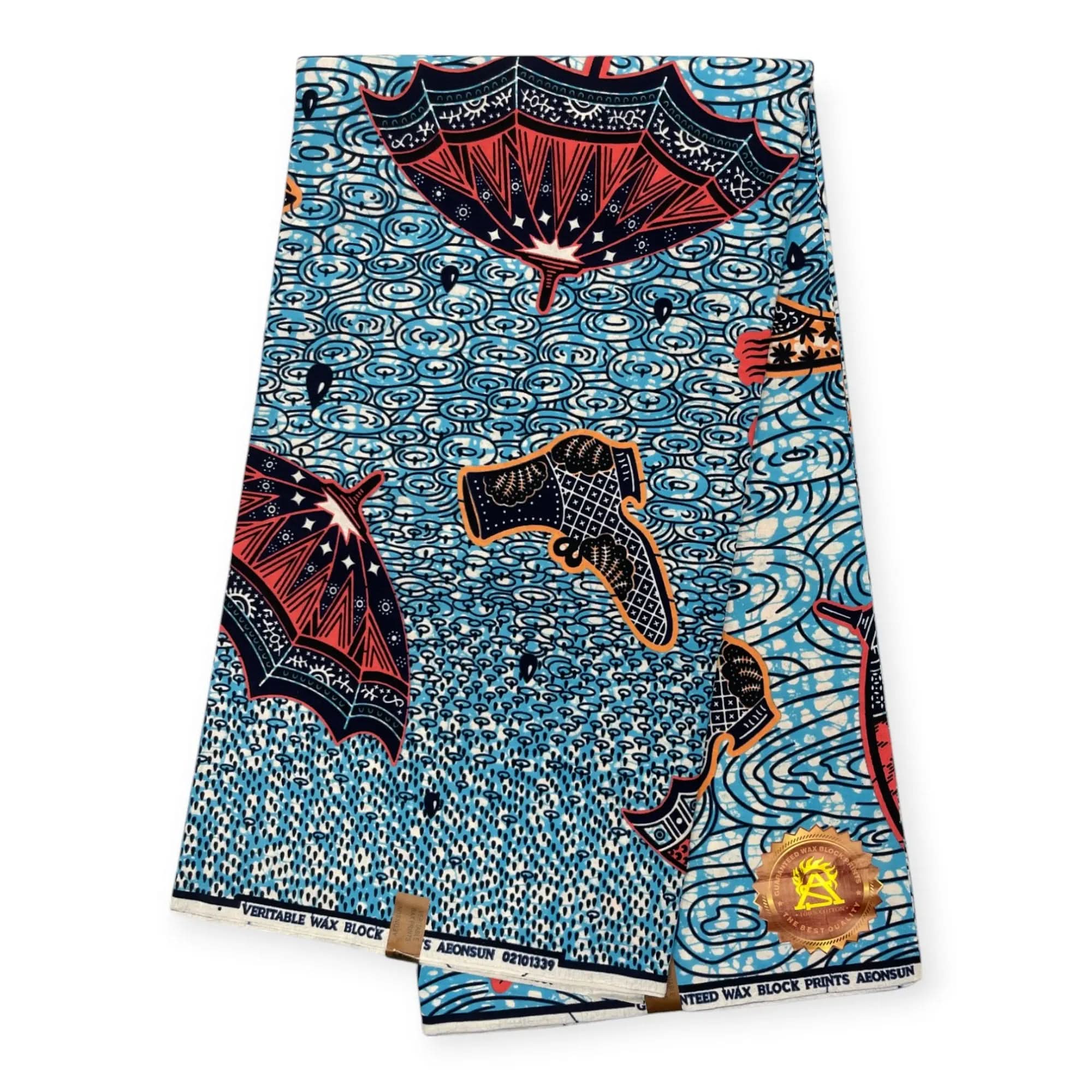 Wax Hitarget 6 Yards - 100% Coton - Bleu & Rose - Soumawax